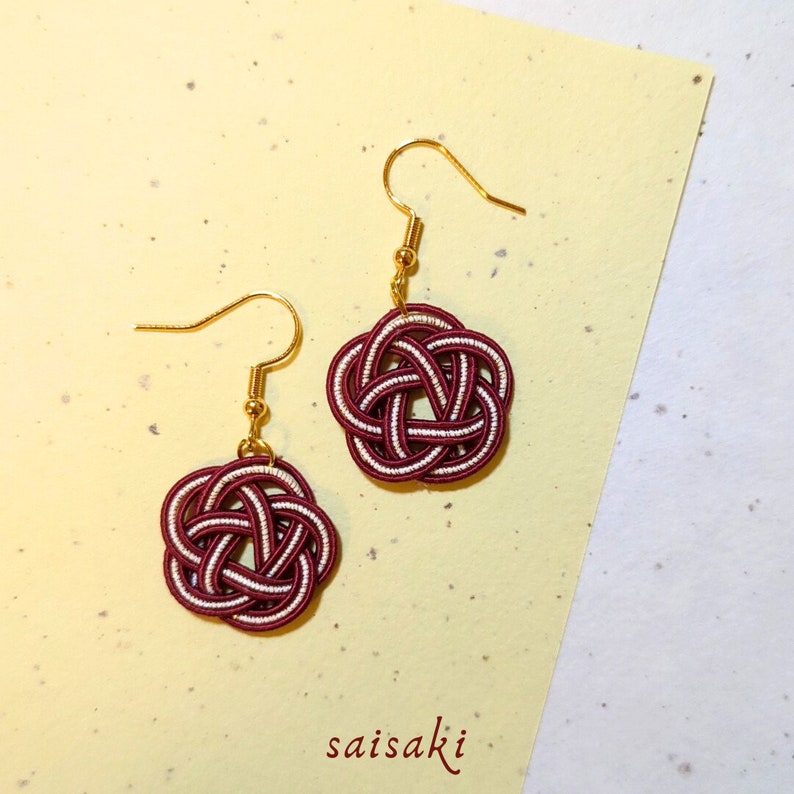 Plum Knot "ume Musubi", Japanese Mizuhiki Earrings - Etsy