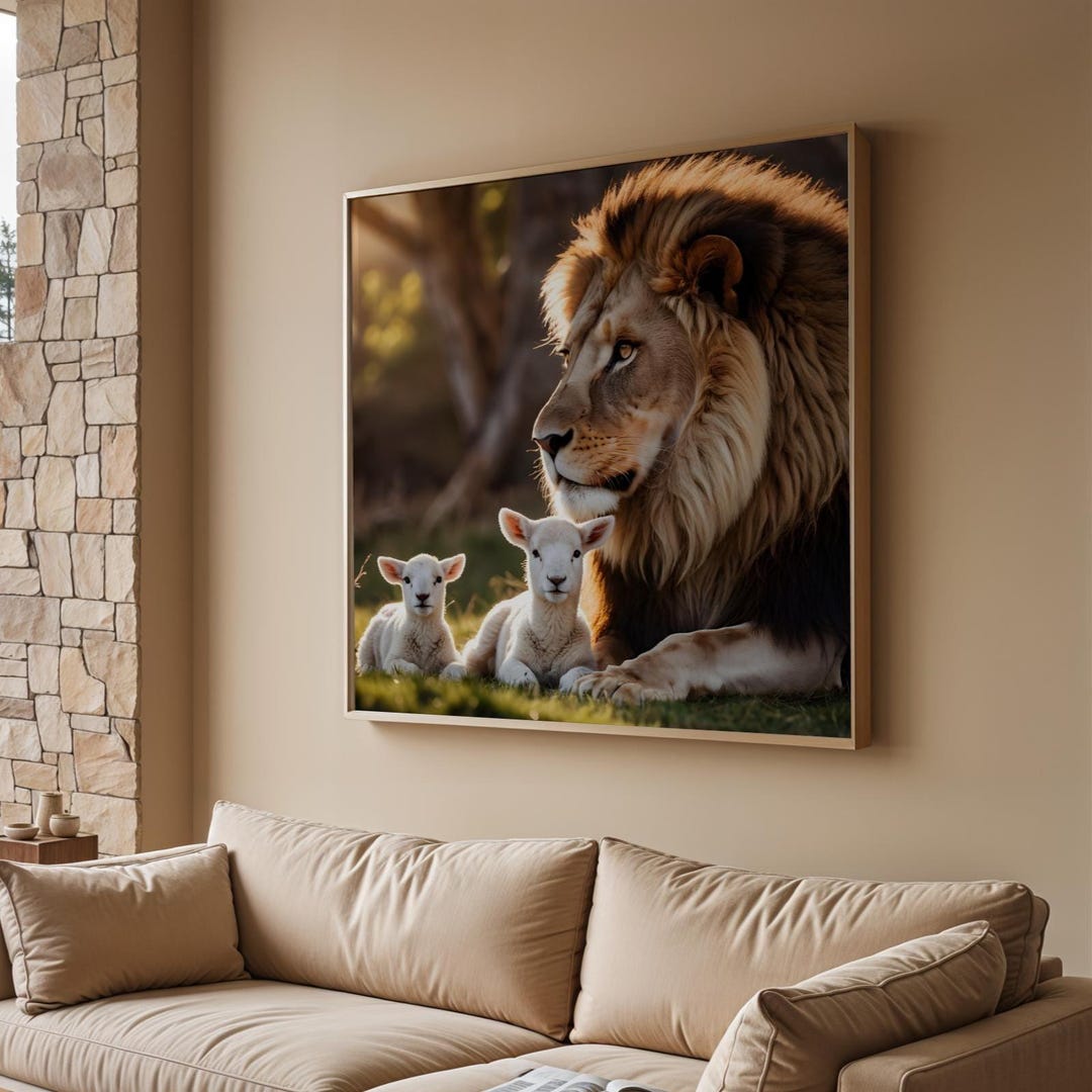 Lion and Lamb Digital Art Print | Christian Wildlife Wall Art ...