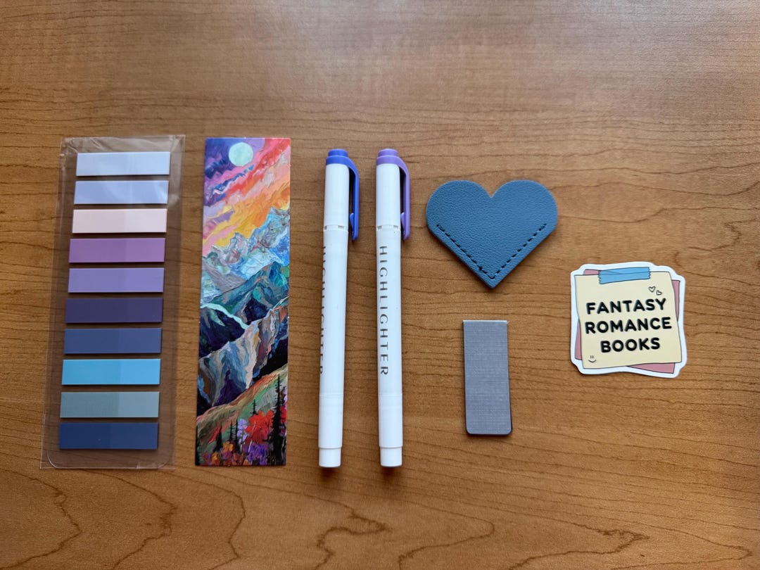 Bookish Bundle: Annotation Flags, Highlighters, Bookmarks, Sticker - Etsy