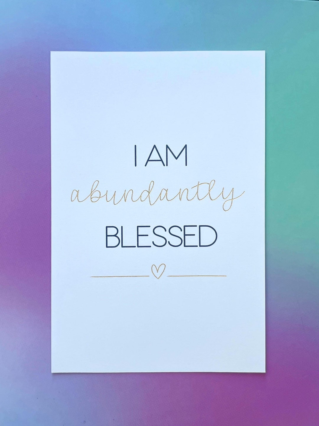 4 X 6 Gold Foil Word Art I Am Abundantly Blessed Home Decor Positive ...