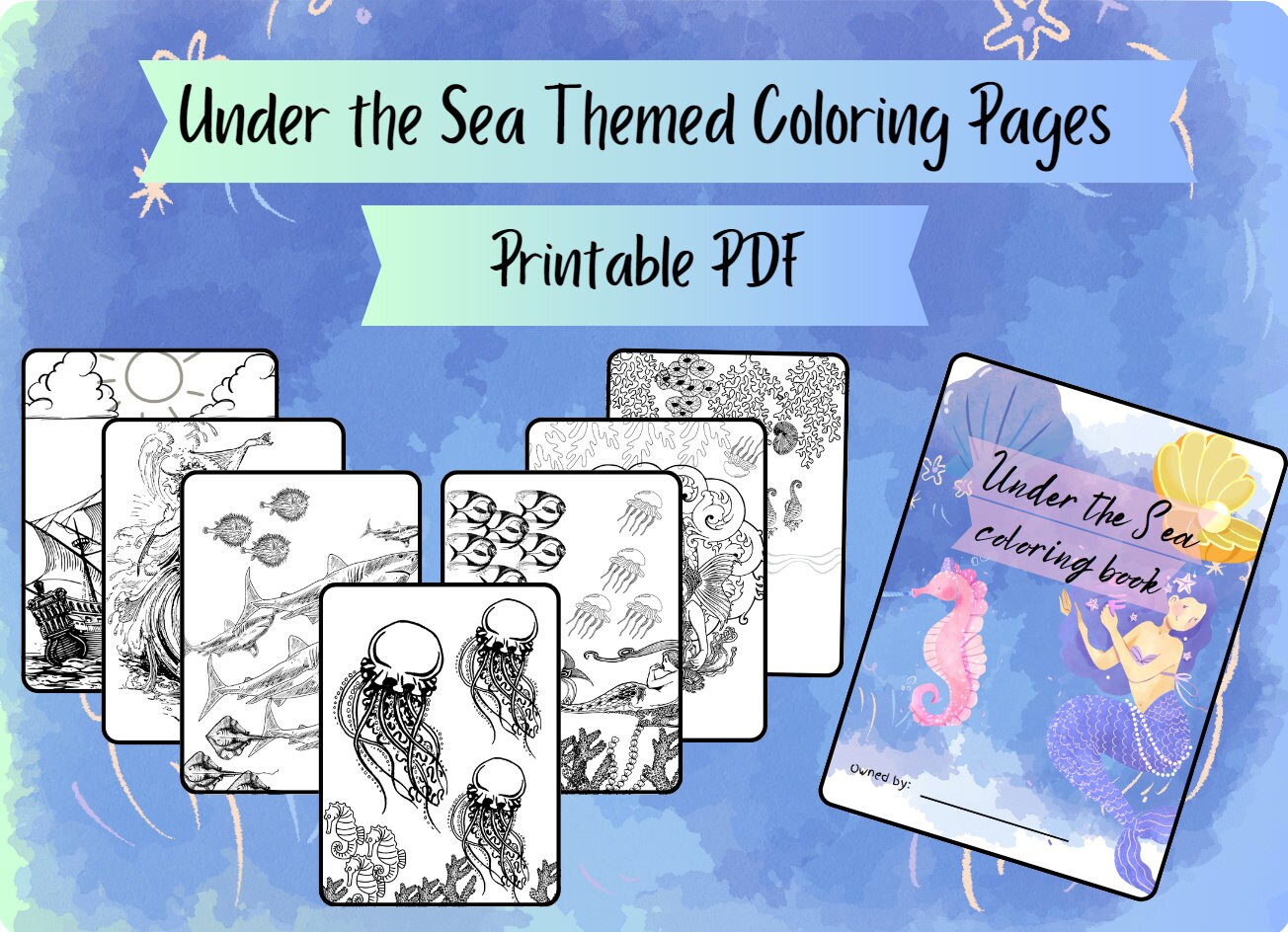 Under the Sea Themed Coloring Pages, Kids Digital Coloring Pages ...