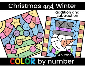 Christmas Winter Multiplication Color by Number - Etsy