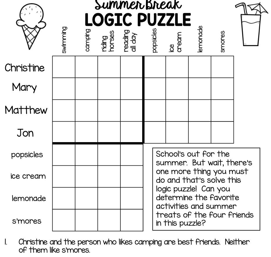 Summer Logic Puzzle Word Search Printable Party Game - Etsy