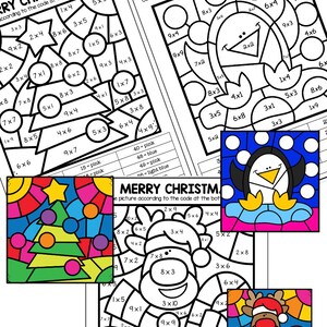 Christmas Winter Multiplication Color by Number - Etsy