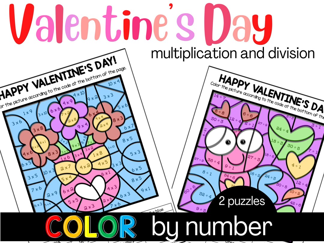 Valentine Multiplication and Division Color by Number - Etsy