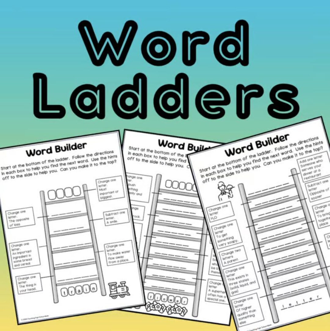 Word Ladder Puzzles for Kids | Printable Vocabulary & Spelling Activity ...