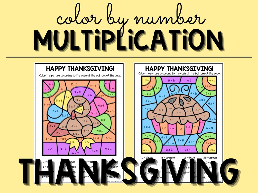 Thanksgiving Multiplication Color by Number - Etsy