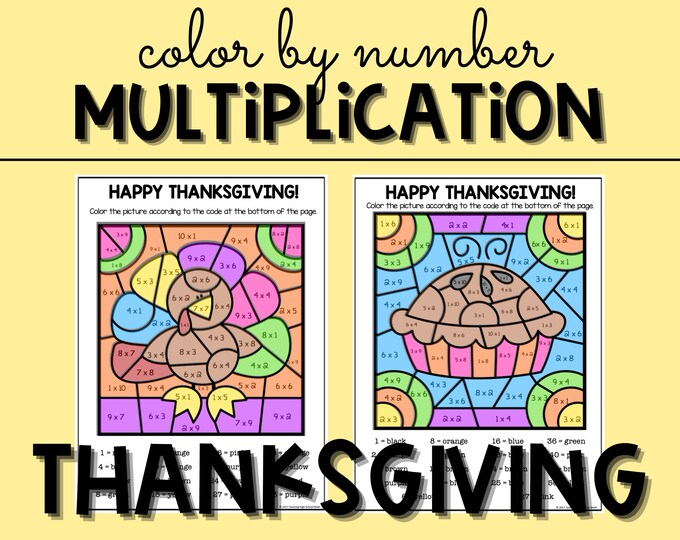 Thanksgiving Multiplication Color by Number - Etsy
