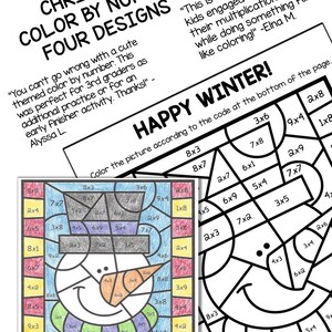 Christmas Winter Multiplication Color by Number - Etsy