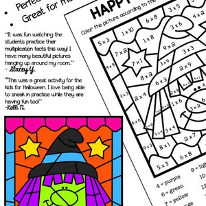 Halloween Multiplication Color by Number - Etsy