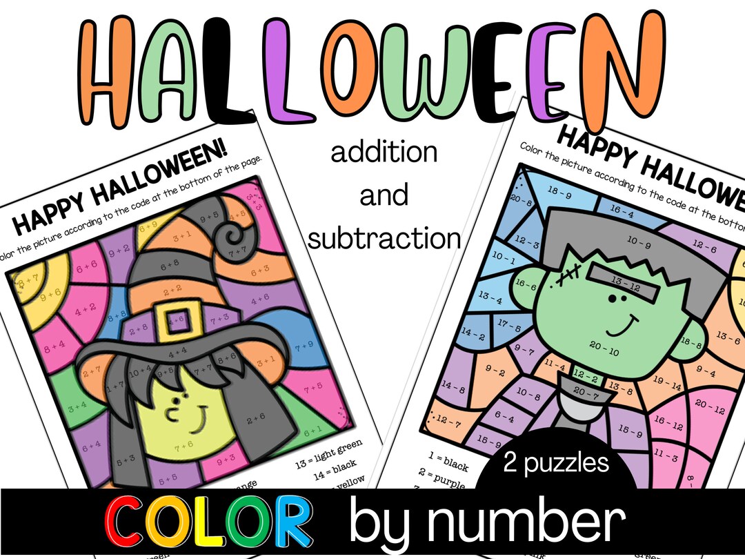 Halloween Addition and Subtraction Color by Number - Etsy