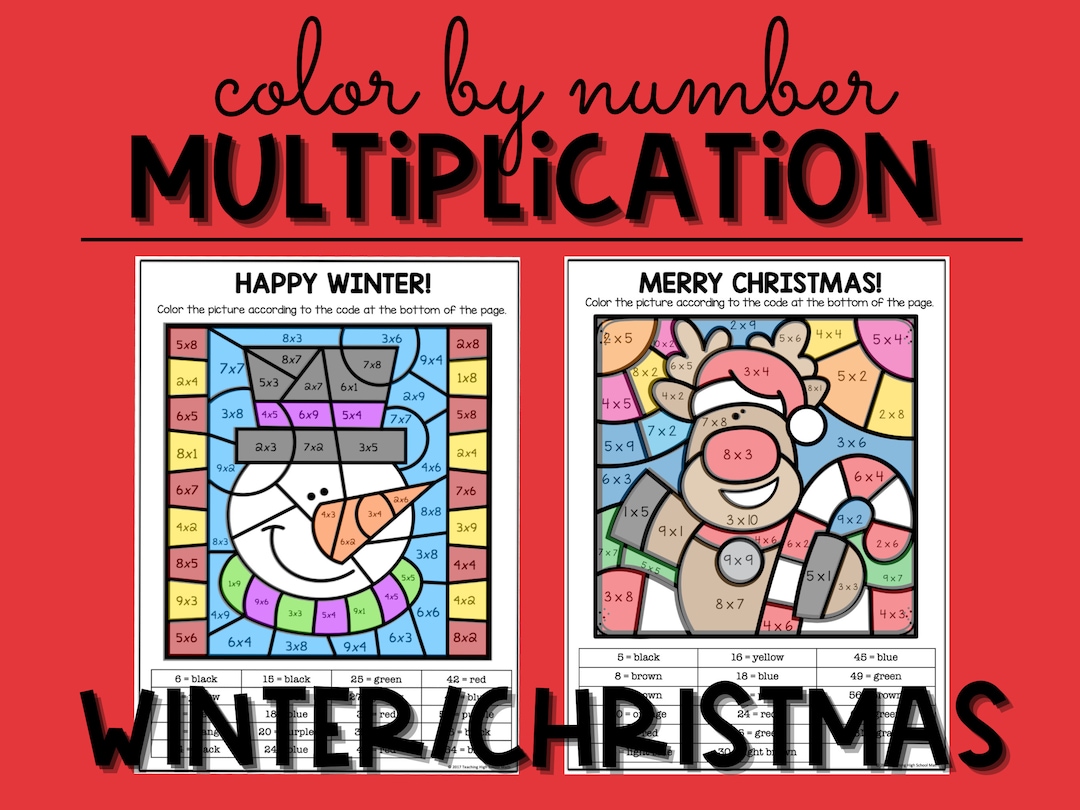 Christmas Winter Multiplication Color by Number - Etsy