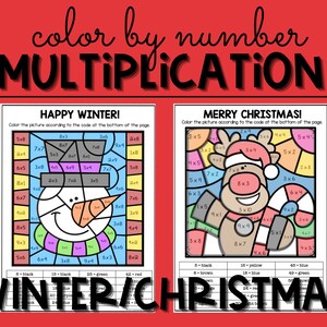 Christmas Winter Multiplication Color by Number - Etsy