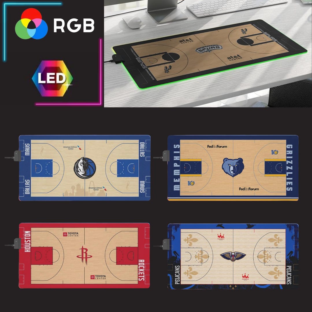 Southwest NBA Division Led Gaming Mouse Pad Dallas Mavericks, Houston ...