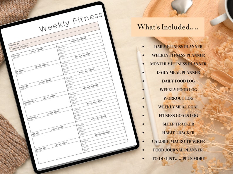 Fitness Planner, Wellness Planner, Workout Planner, Exercise Planner ...