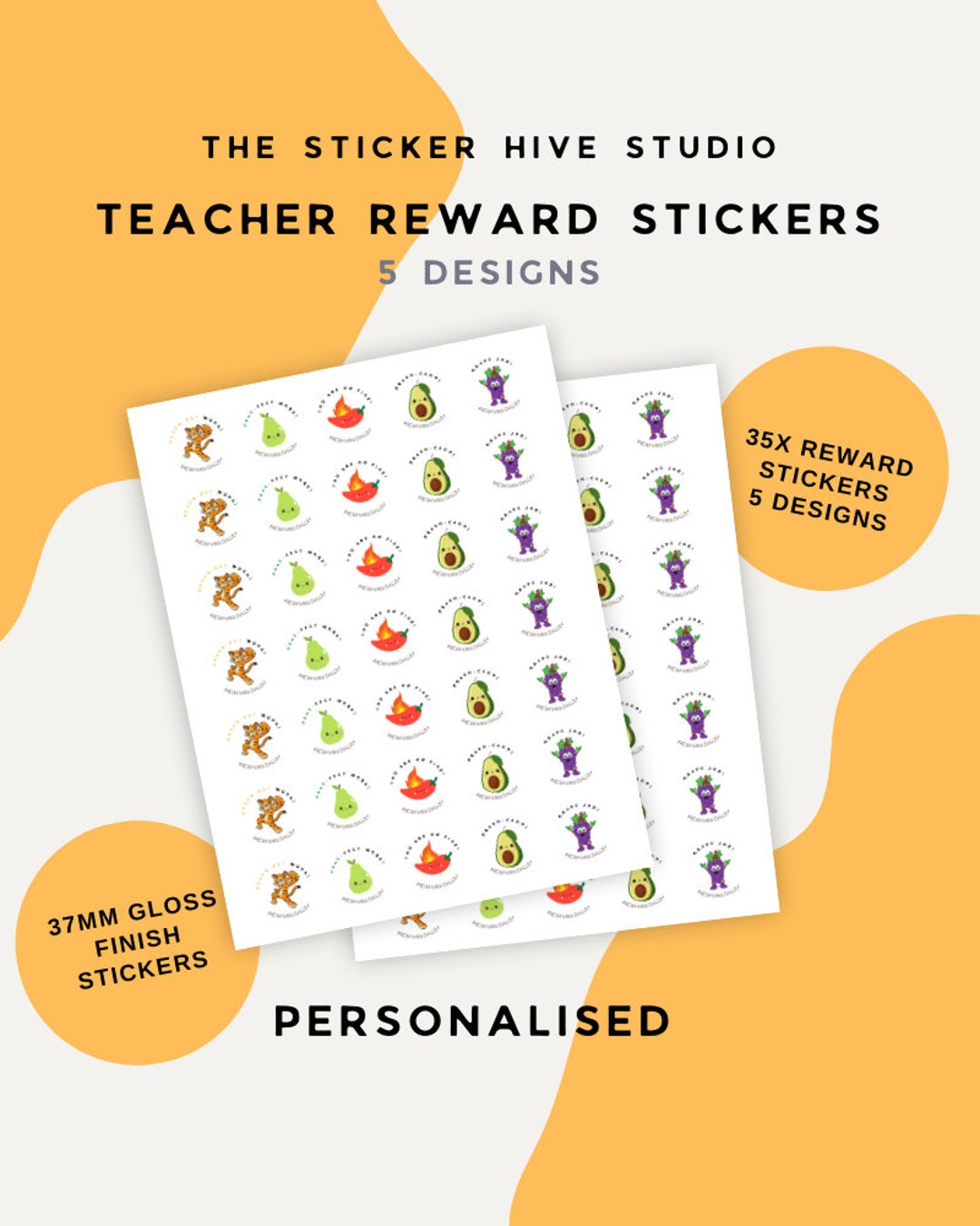 Personalised Teacher Reward Stickers, Fun Pun Teacher Sticker, X35 ...