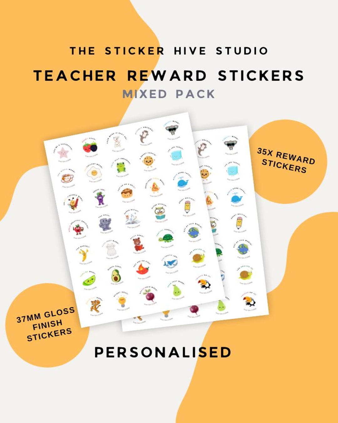Personalized Teacher Reward Stickers: Fun Pun Designs, 35 Gloss ...