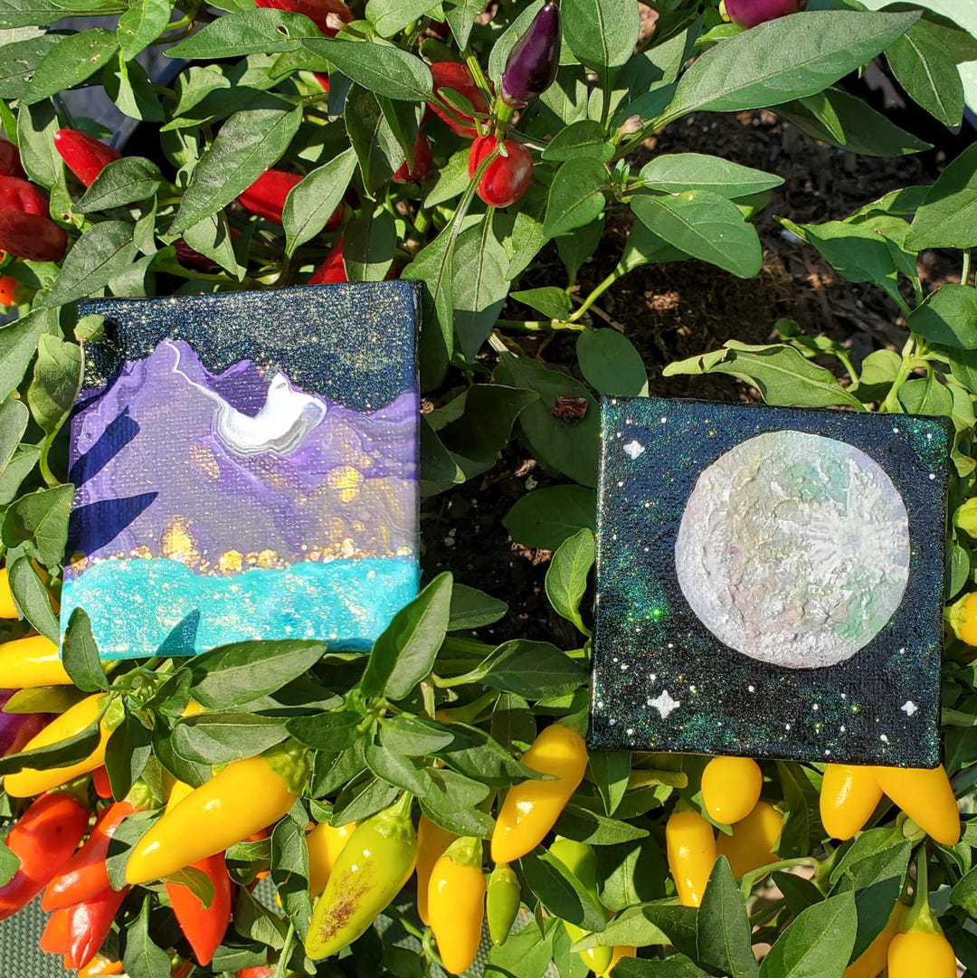 Mini Night Sky Paintings -- Original Art, Acrylic Paintings, Mini ...