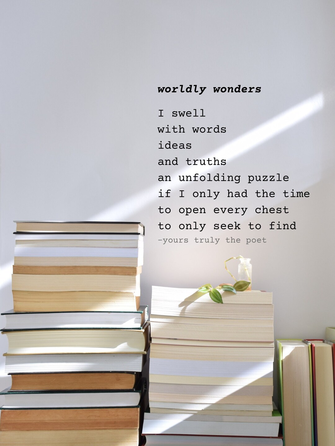 Worldly Wonder Poem Print Wall Poster Decor- Ready to Print ...