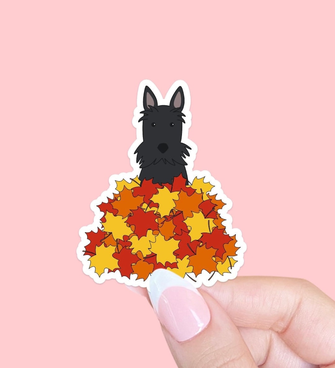 Scottish Terrier Sticker, Scottie Sticker, Fall Leaf Stickers, Maple ...