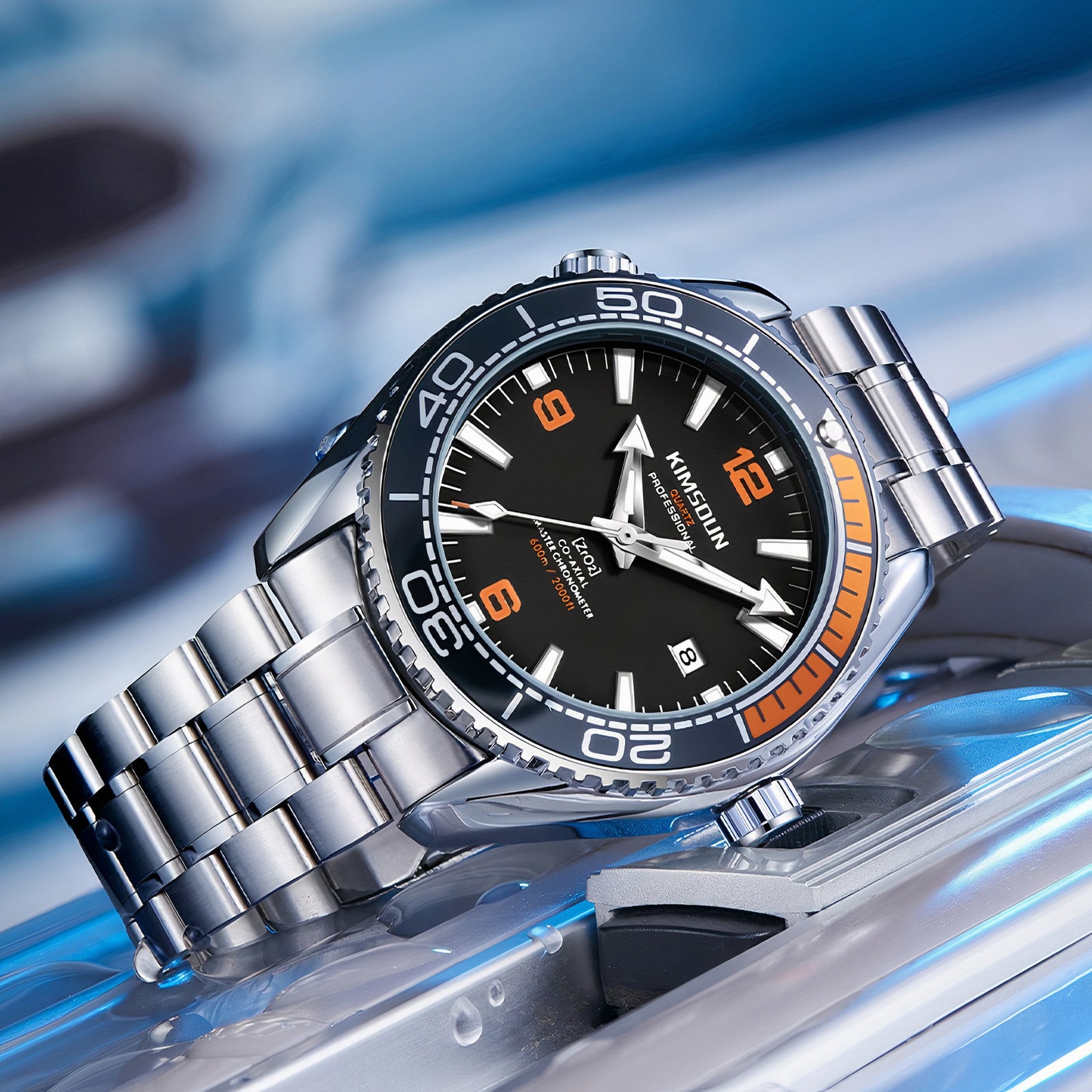 Clean Silver Watch Chronograph Quartz Wrist Watch L Sapphire Glass L ...