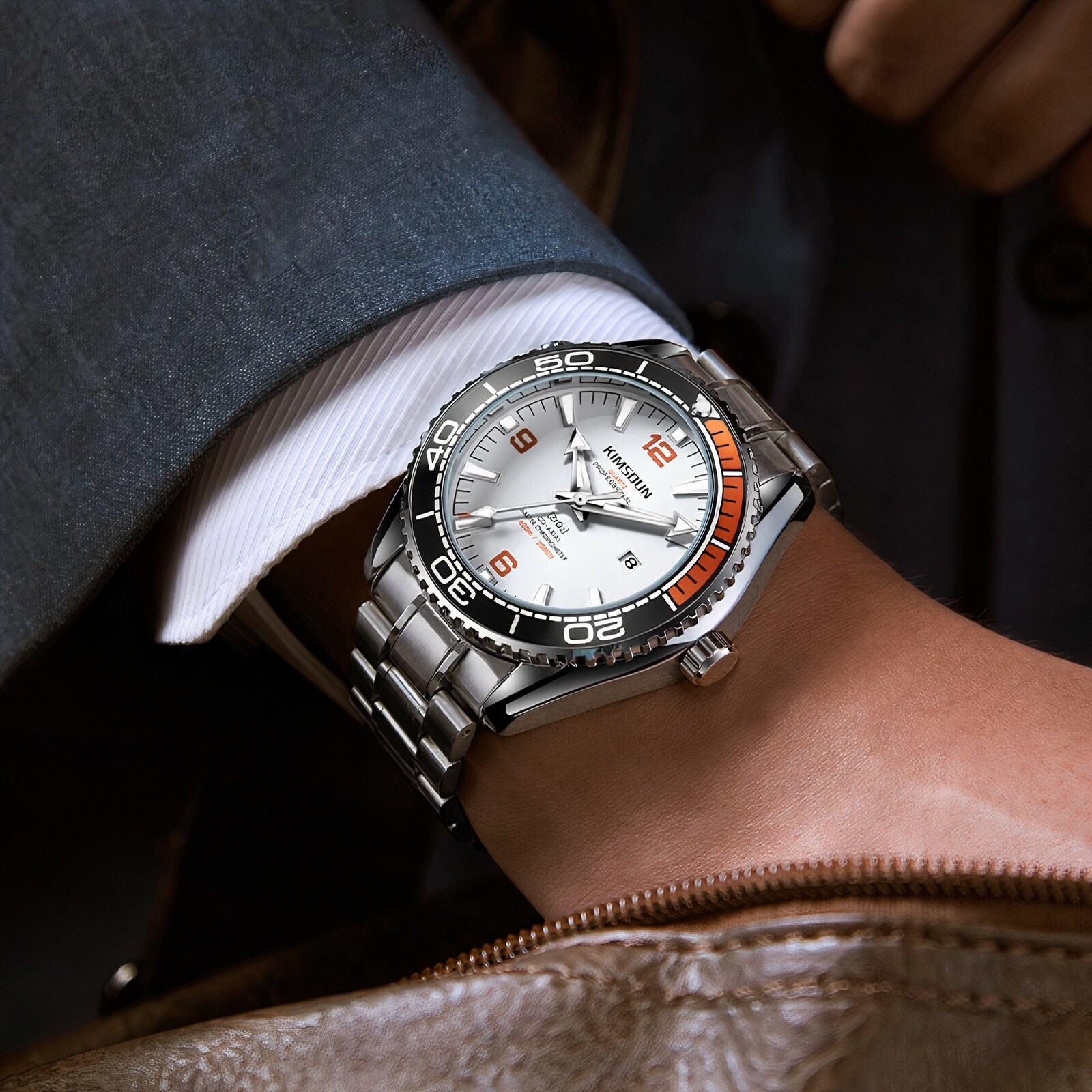 Clean Silver Watch Chronograph Quartz Wrist Watch L Sapphire Glass L ...