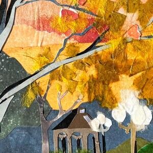 Original Mixed Media Collage Paper Cut Fall Tree Garden Autumn ...