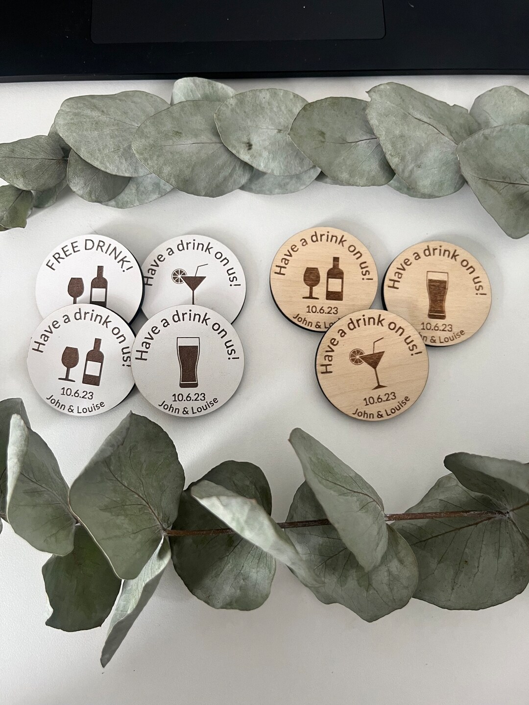 Personalised Wedding Drink Tokens Wedding Accessories Wedding Favours ...