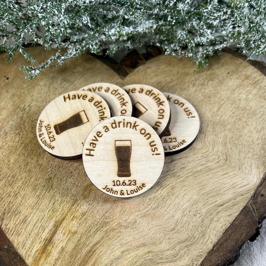 Personalised Wedding Drink Tokens - Wedding Accessories - Wedding ...