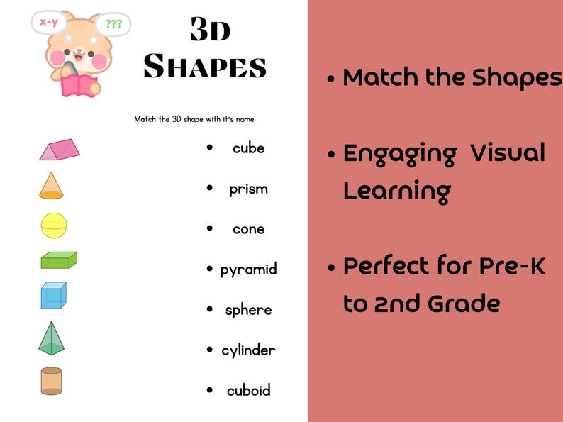 3D Shapes Learning Pack Printables, Learn 3D Shapes – Cut, Match and ...
