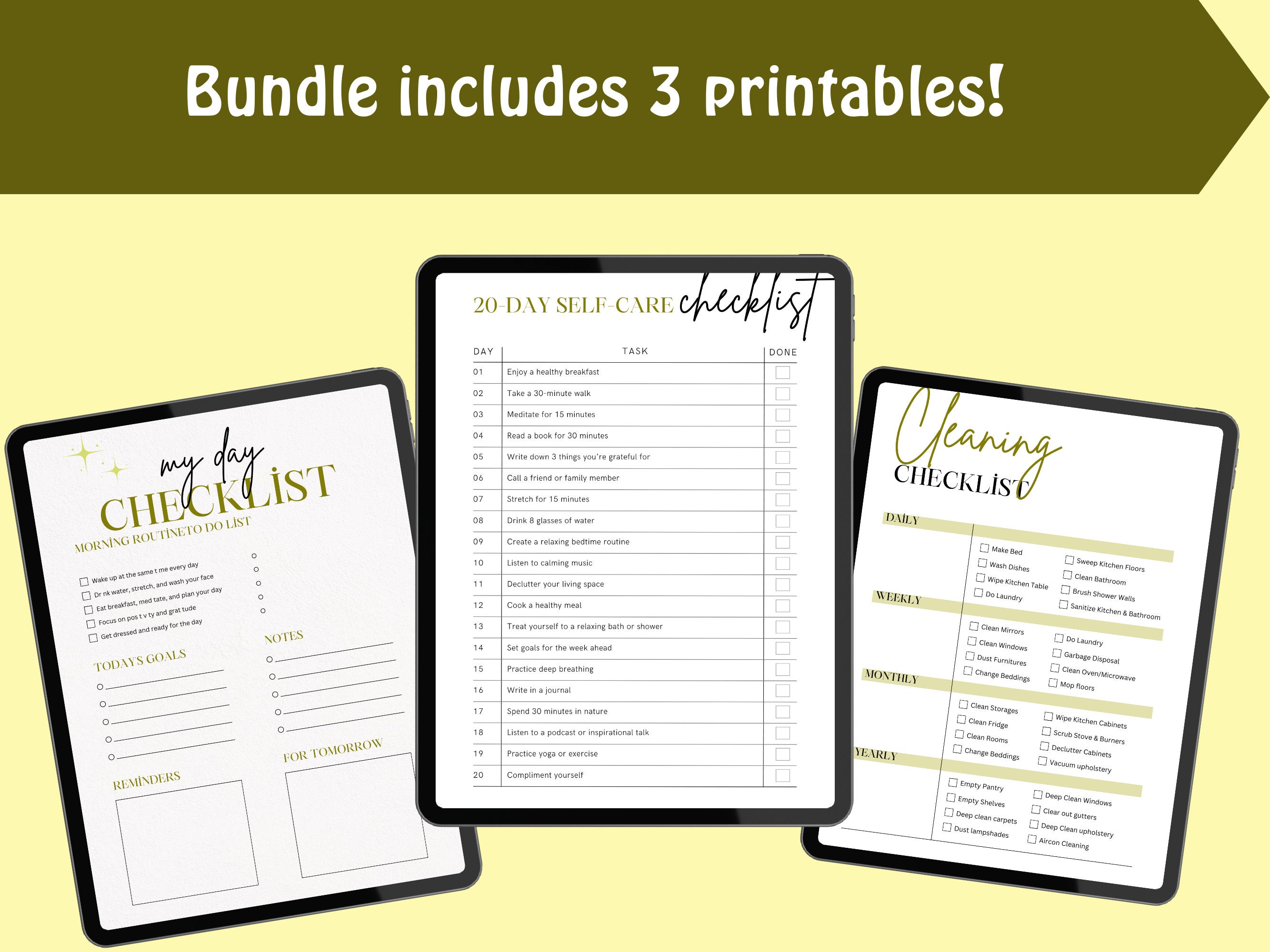 Home Cleaning Routine Printable Set Daily, Weekly, Monthly, Yearly ...