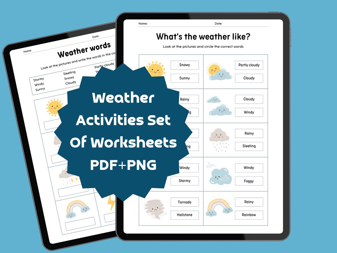 Weather Activities Worksheets, Science Printable Pack (PDF+PNG) - Etsy
