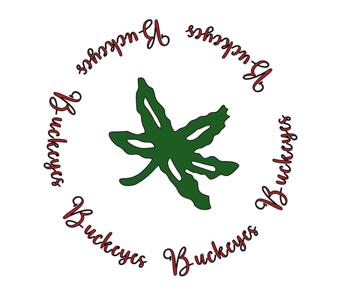 Round Ohio State Buckeyes With Buckeye Leaf Iron on Design. Measures 9 ...