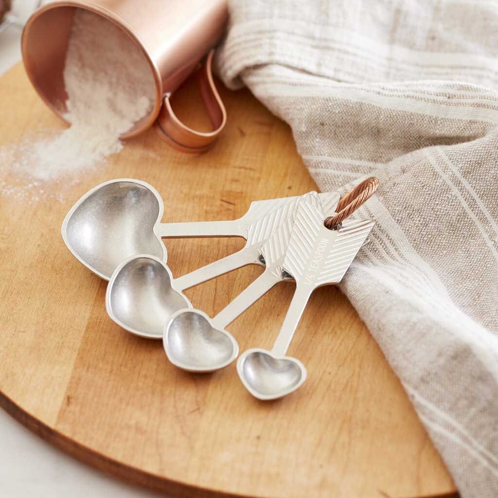 Beehive Pewter Metal Heart Shaped Measuring Tablespoons Love Measure ...