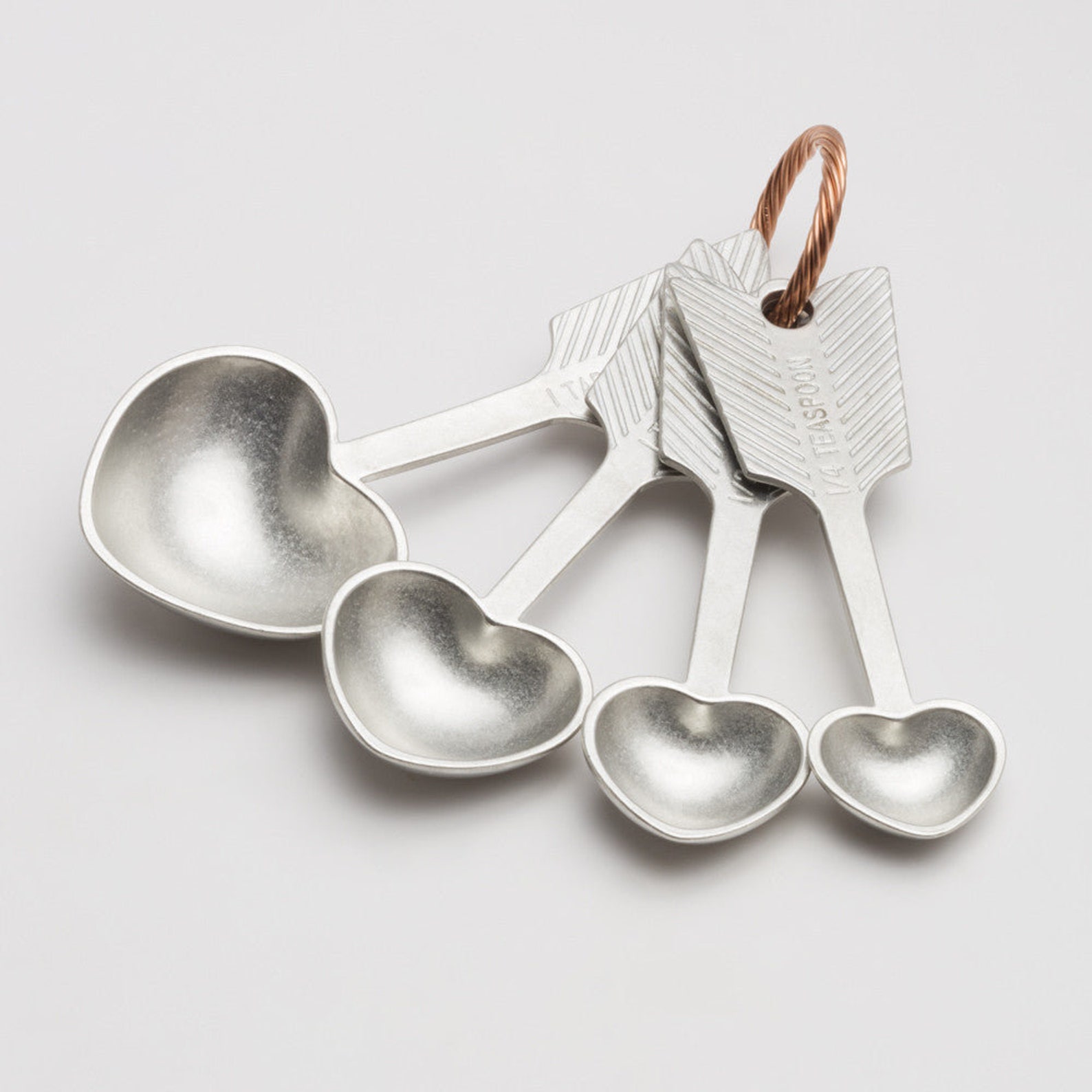 Beehive Pewter Metal Heart Shaped Measuring Tablespoons Love Measure ...