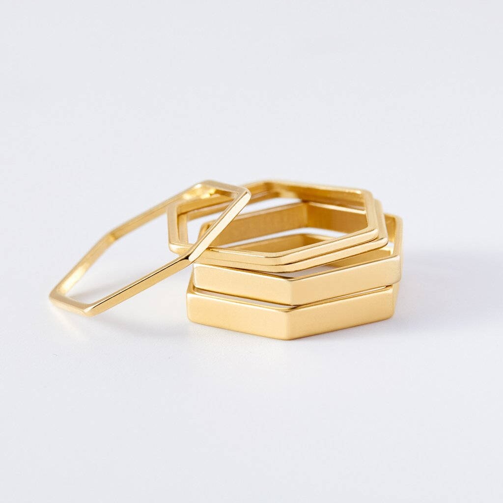 Gold Honeycomb Stacking Stackable Rings for Women | Etsy