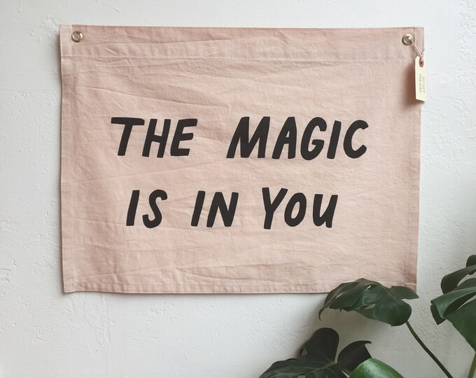 MAGIC Flag / PALE PINK Silkscreen Affirmation Wall Hanging | Etsy