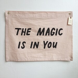 MAGIC Flag / PALE PINK Silkscreen Affirmation Wall Hanging, Canvas Wall ...