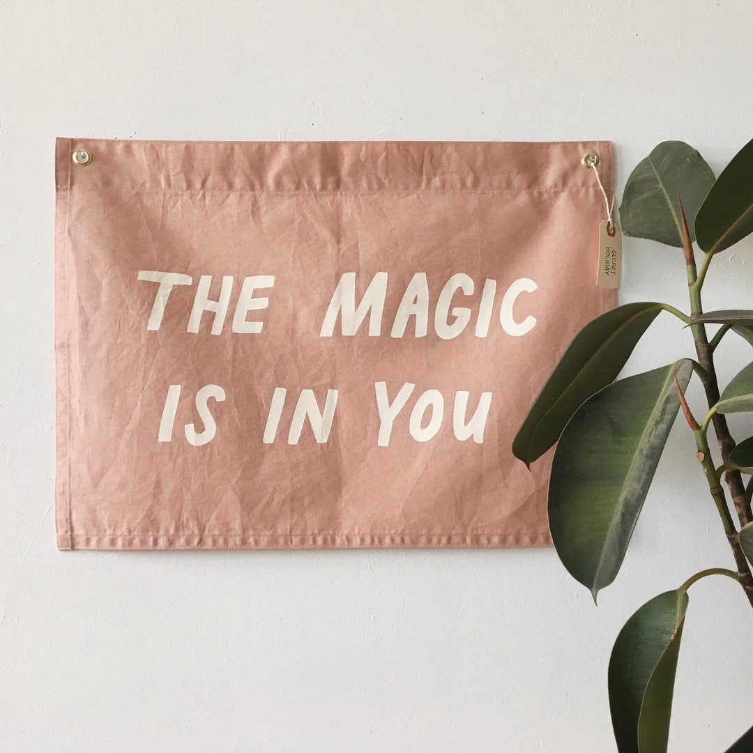 MAGIC Flag / MAUVE Silkscreen Affirmation Wall Hanging, Canvas Wall ...