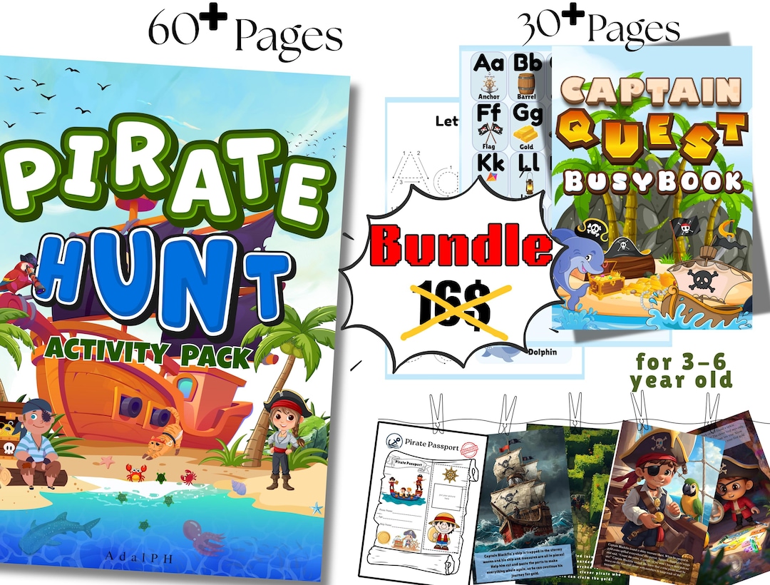 PIRATE BUNDLE Learning Pack, Activity Pack for Kids , Preschool ...