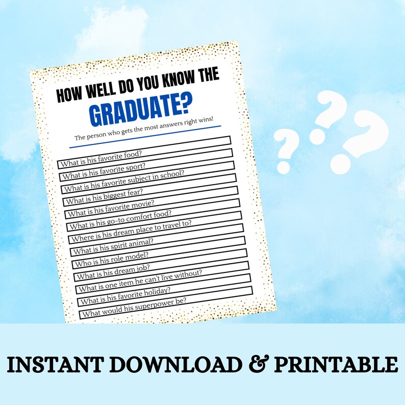 How Well Do You Know the Graduate Game Graduation Party Game Graduation ...