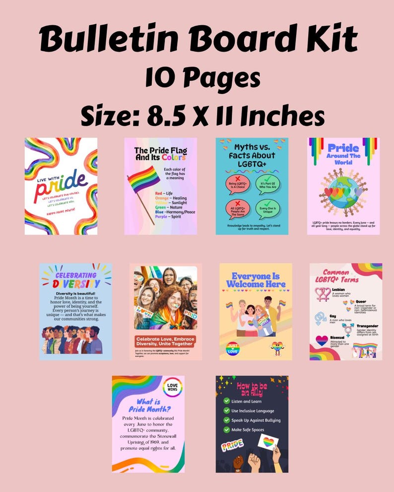 Pride Month Bulletin Board Kit LGBTQ Classroom Decor LGBT History Month ...