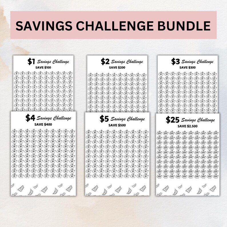 Money Saving Challenge Printables: Savings Tracker Bundle (digital ...