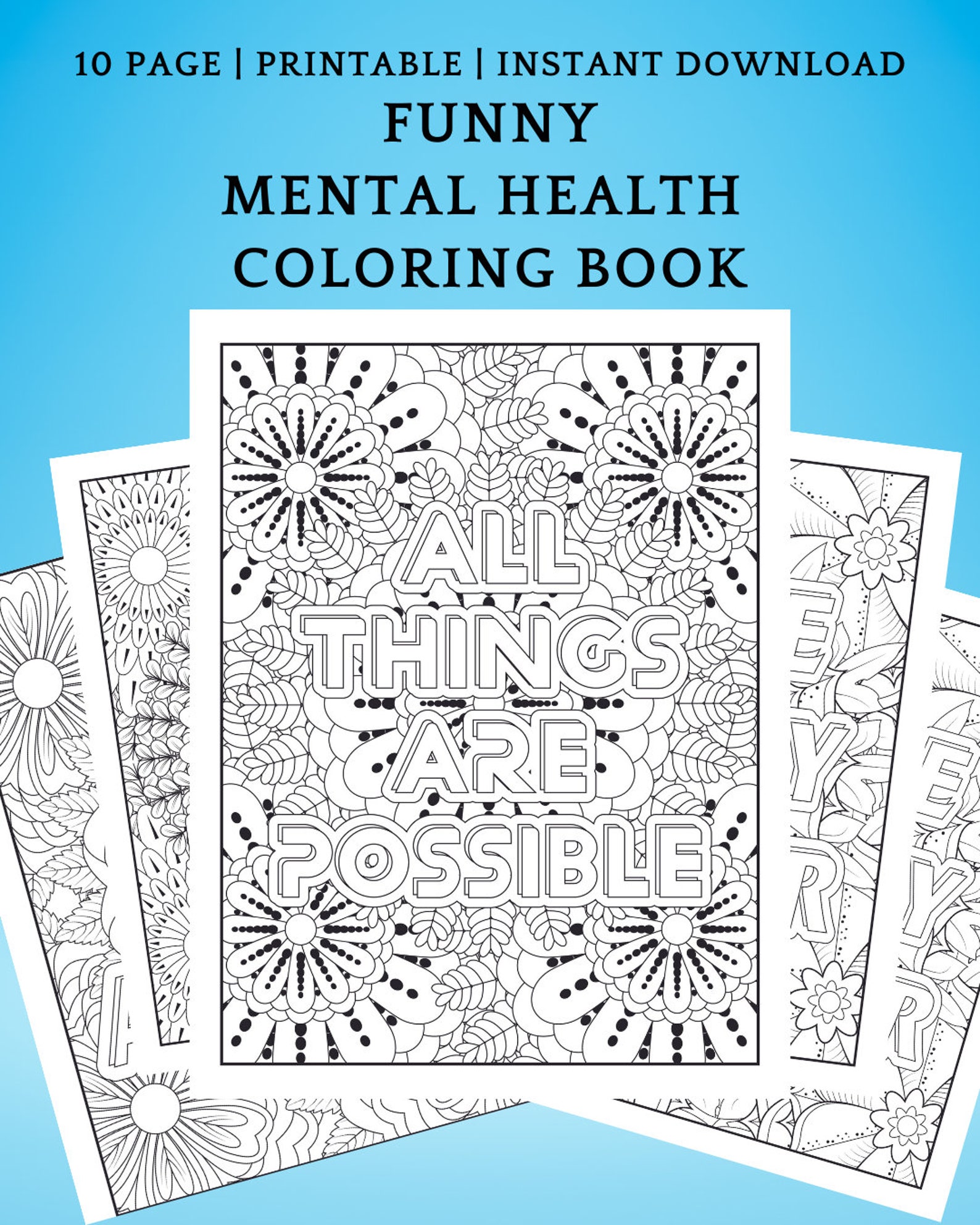 Coloring Book Funny Coloring Book Adult Anxiety Relief Mental Health ...