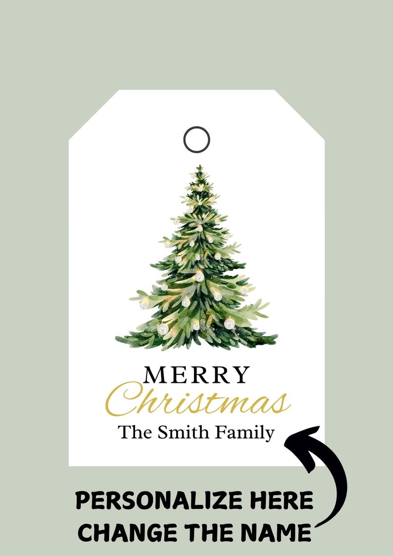 Editable Christmas Tree Gift Tag Template (digital Download) - Etsy