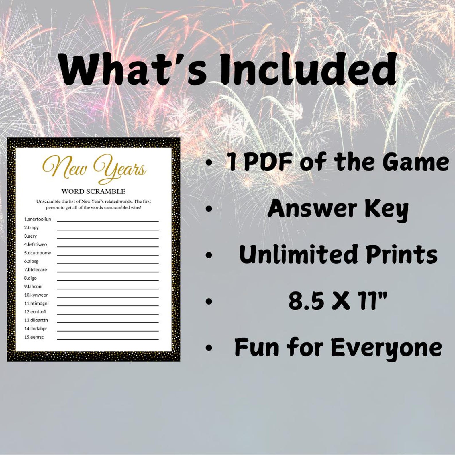 New Years Eve Printable Game, New Years Game, New Years Activity for ...