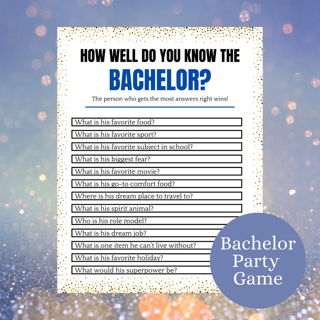 How Well Do You Know the Bachelor? Bachelor Party Game Gay Bachelor ...