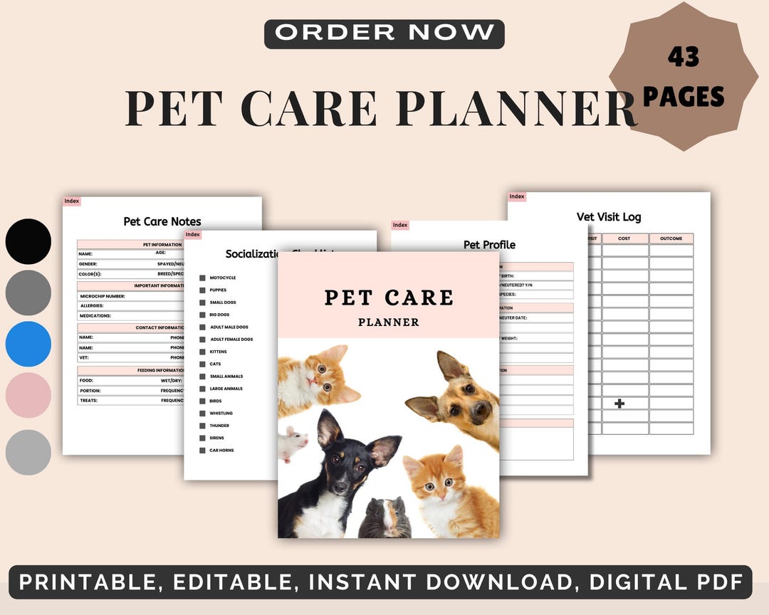 Digital Pet Care Planner | Printable Pet Health Tracker & Daily Routine ...