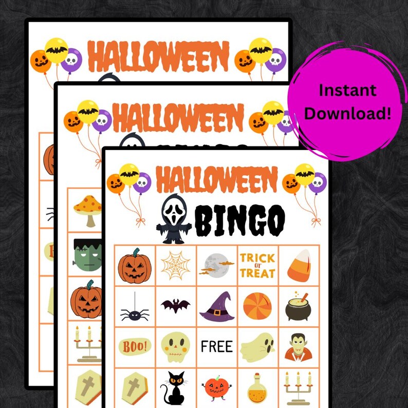 Halloween Bingo Game, 20 Printable Cards (digital Download) - Etsy