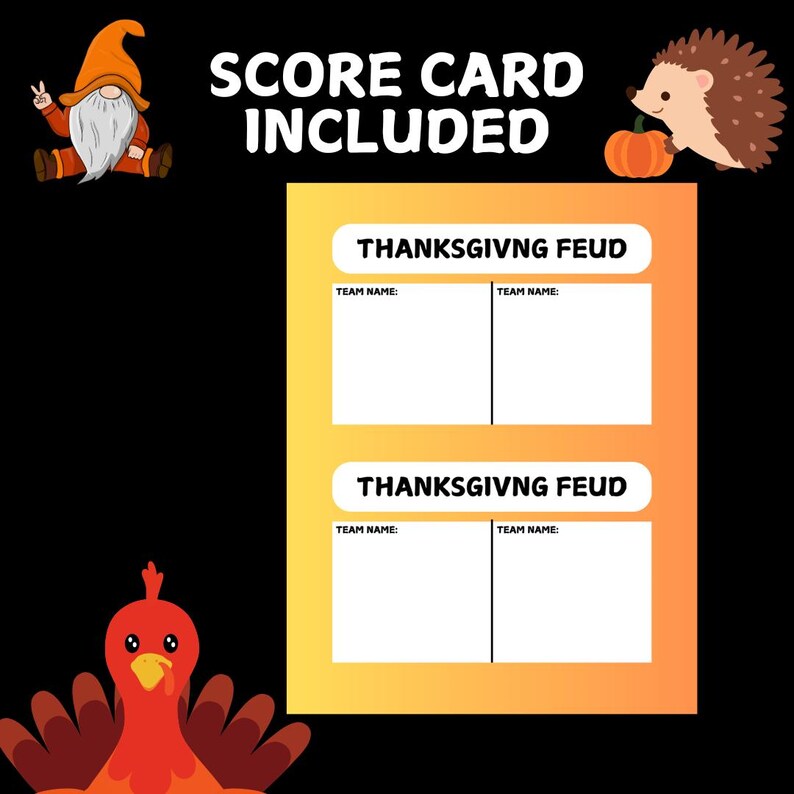 Thanksgiving Friendly Feud Game | Printable Thanksgiving Game ...